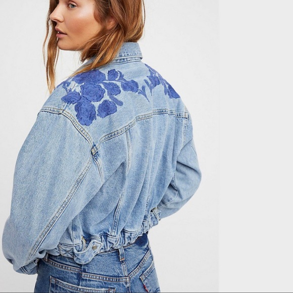 Free People | Jackets & Coats | Free People Cinched Back Denim Jacket ...